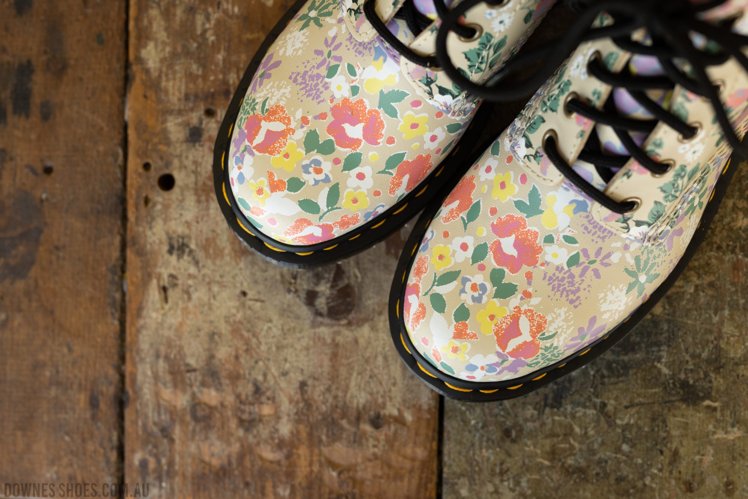 1460 Parchment Beige Floral Mash Up 8 Eye Boot — Downes