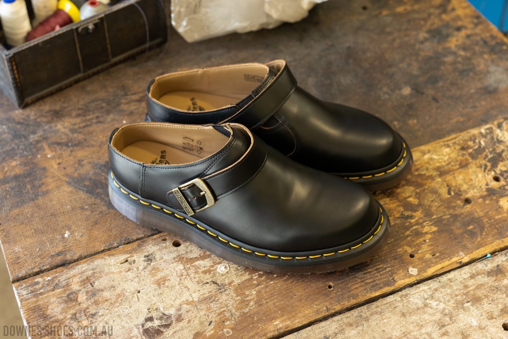 Isham Black Vintage Smooth Mules — Downes